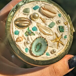 Mermaid Pocket Compact Mirror Seashells Mosaic Shell Pearls Crystals - Etsy