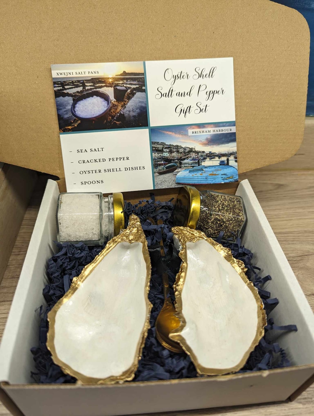 Oyster Shell Salt and Pepper Gift Set. Gozo Sea Salt, Brixham Oyster ...