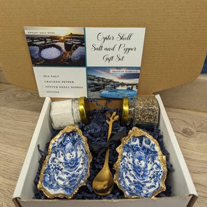 Oyster Shell Salt and Pepper Gift Set. Gozo Sea Salt, Brixham Oyster ...