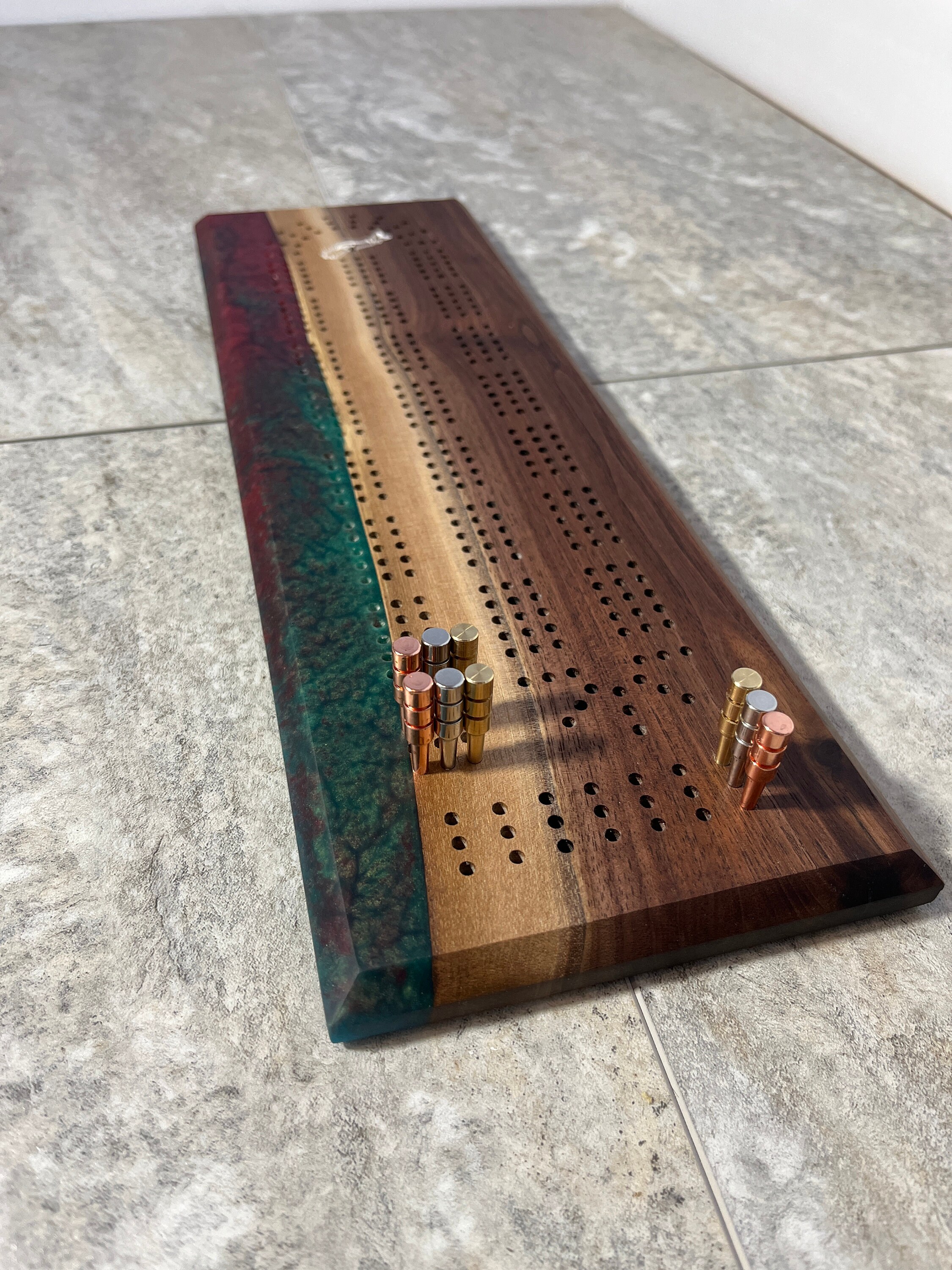 Walnut and Resin Cribbage Board - Etsy Canada