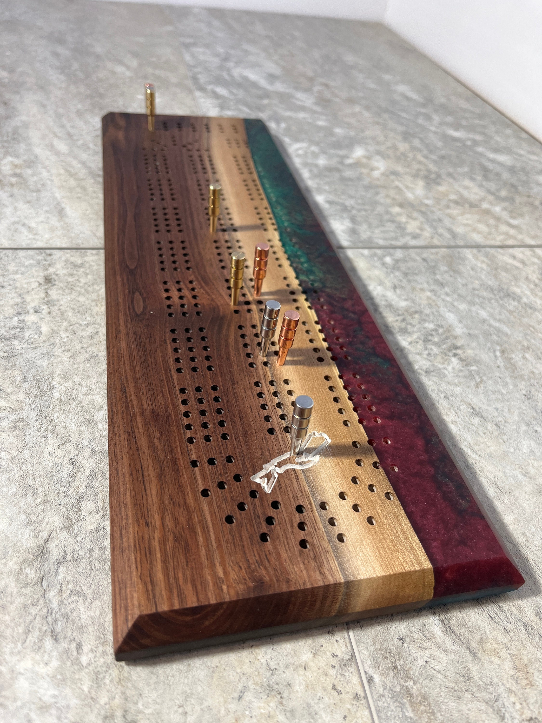 Walnut and Resin Cribbage Board - Etsy Canada