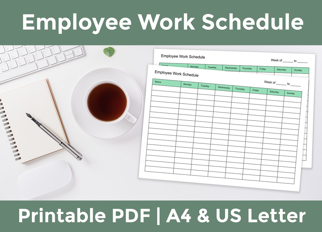 Employee Work Schedule Daily & Weekly Timesheet Staff Holiday Tracker ...
