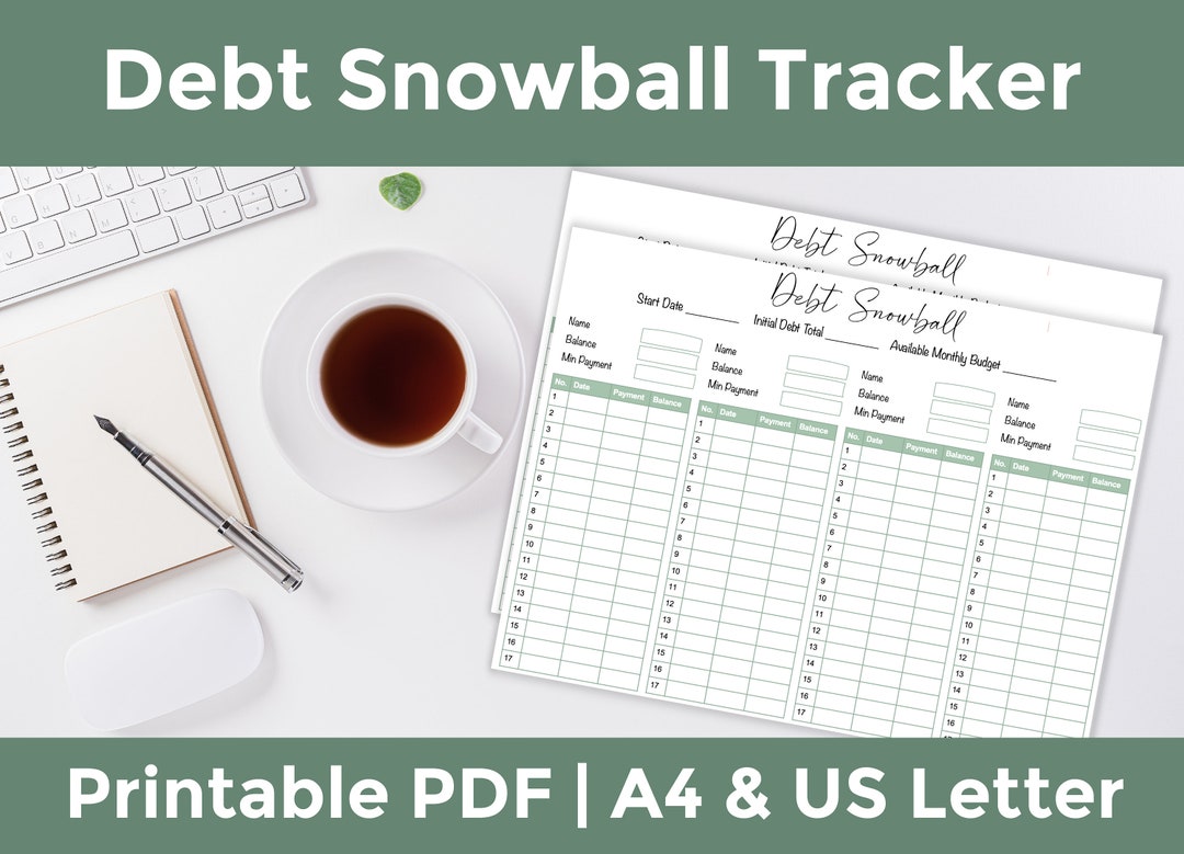 Debt Snowball Tracker Printable USD, A4 and US Letter Debt Repayment ...