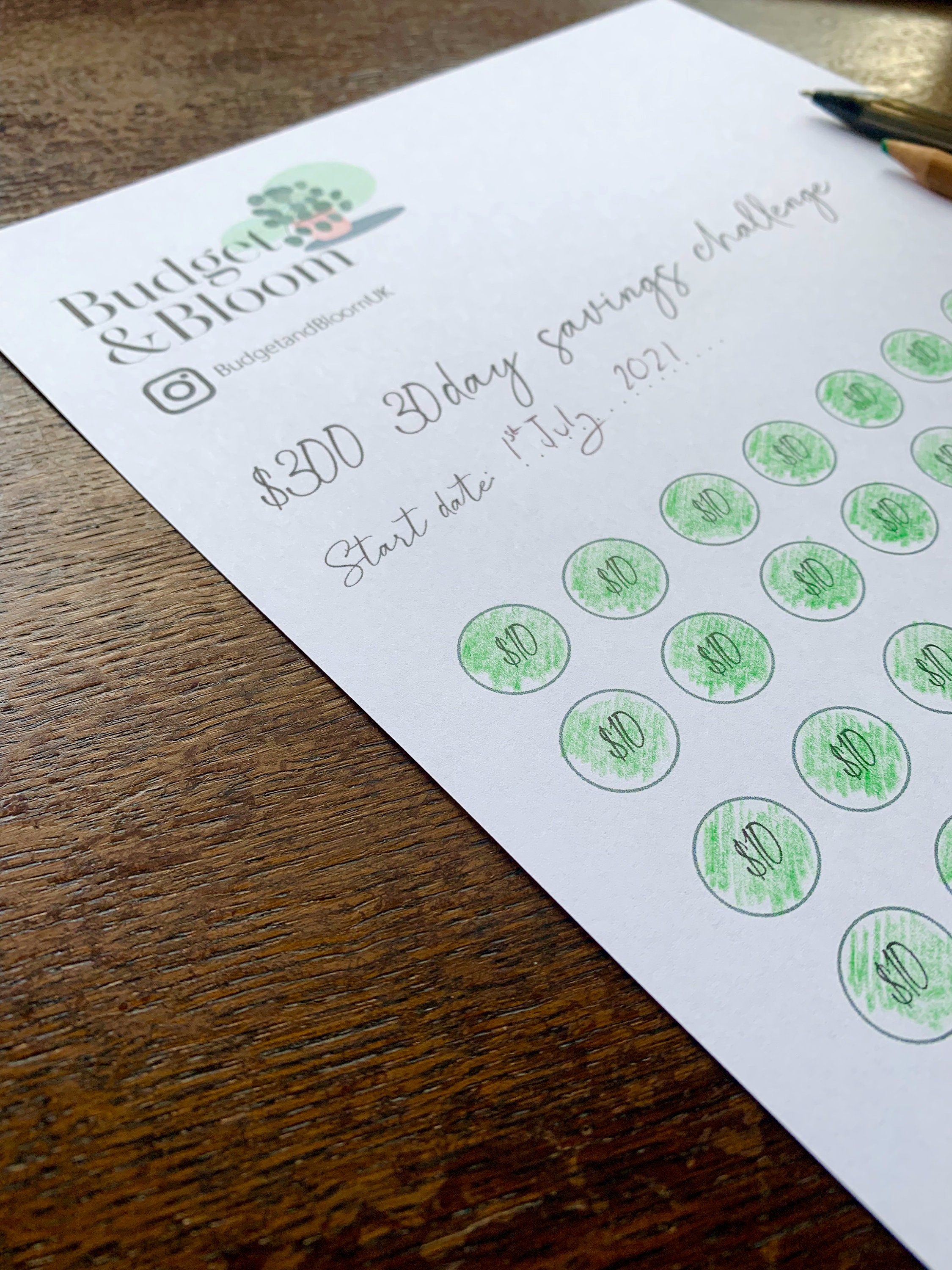 300 in 30day Savings Challenge Printable PDF Savings Goal Savings ...