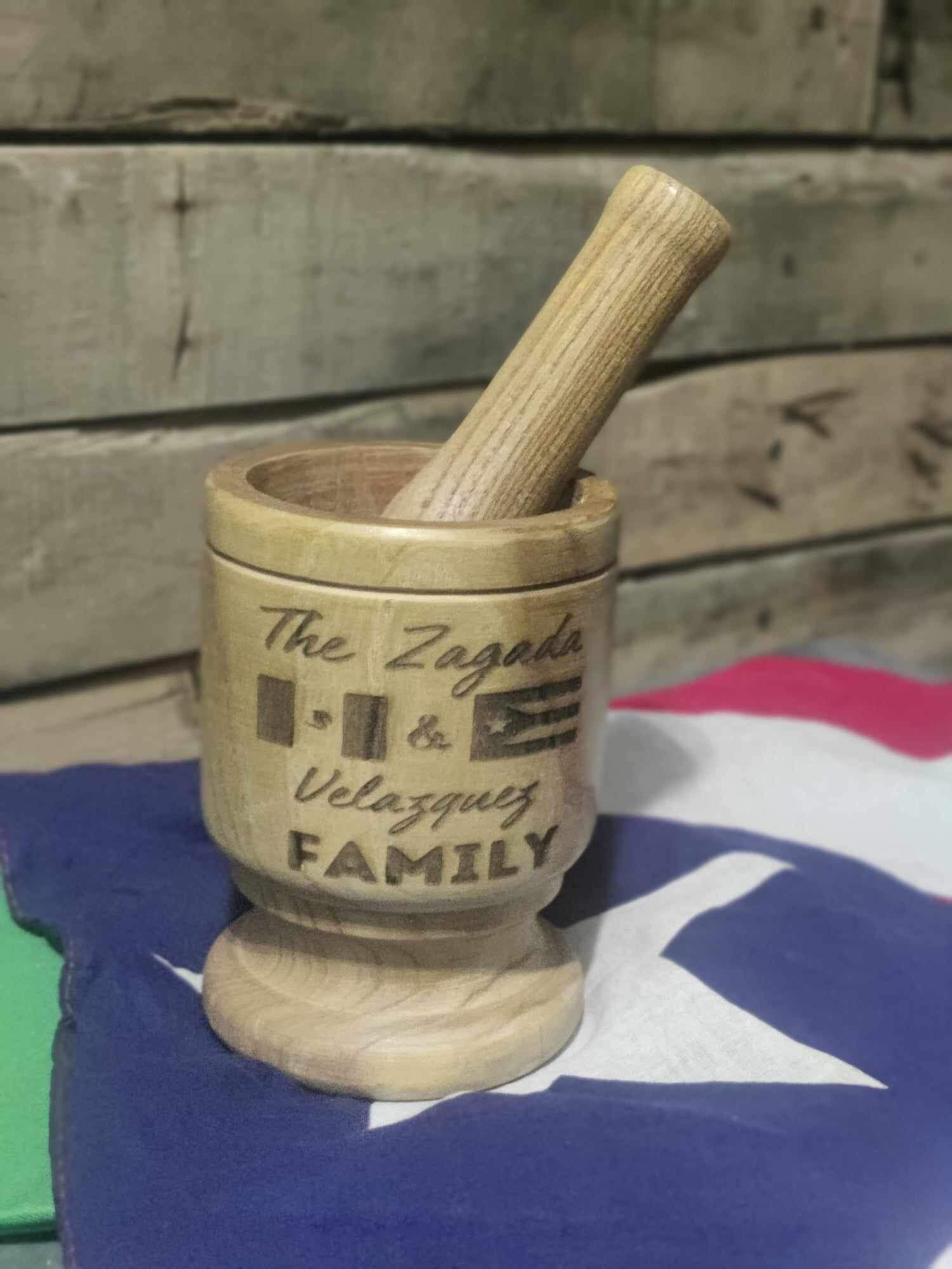 Pilon Personalizado (wood Mortar With Engraved Messages) Puerto Rico - Etsy