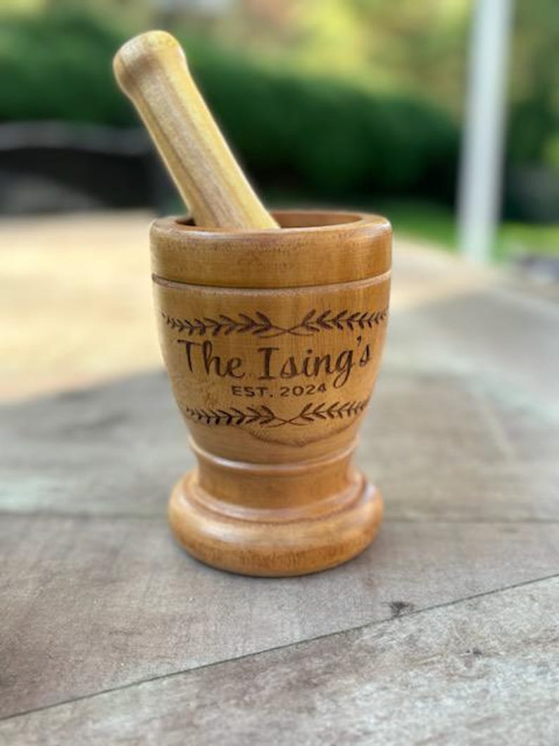 Pilon Personalizado (wood Mortar With Engraved Messages) Puerto Rico - Etsy