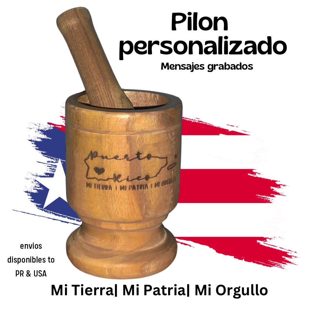 Pilon Personalizado (wood Mortar With Engraved Messages) Puerto Rico - Etsy