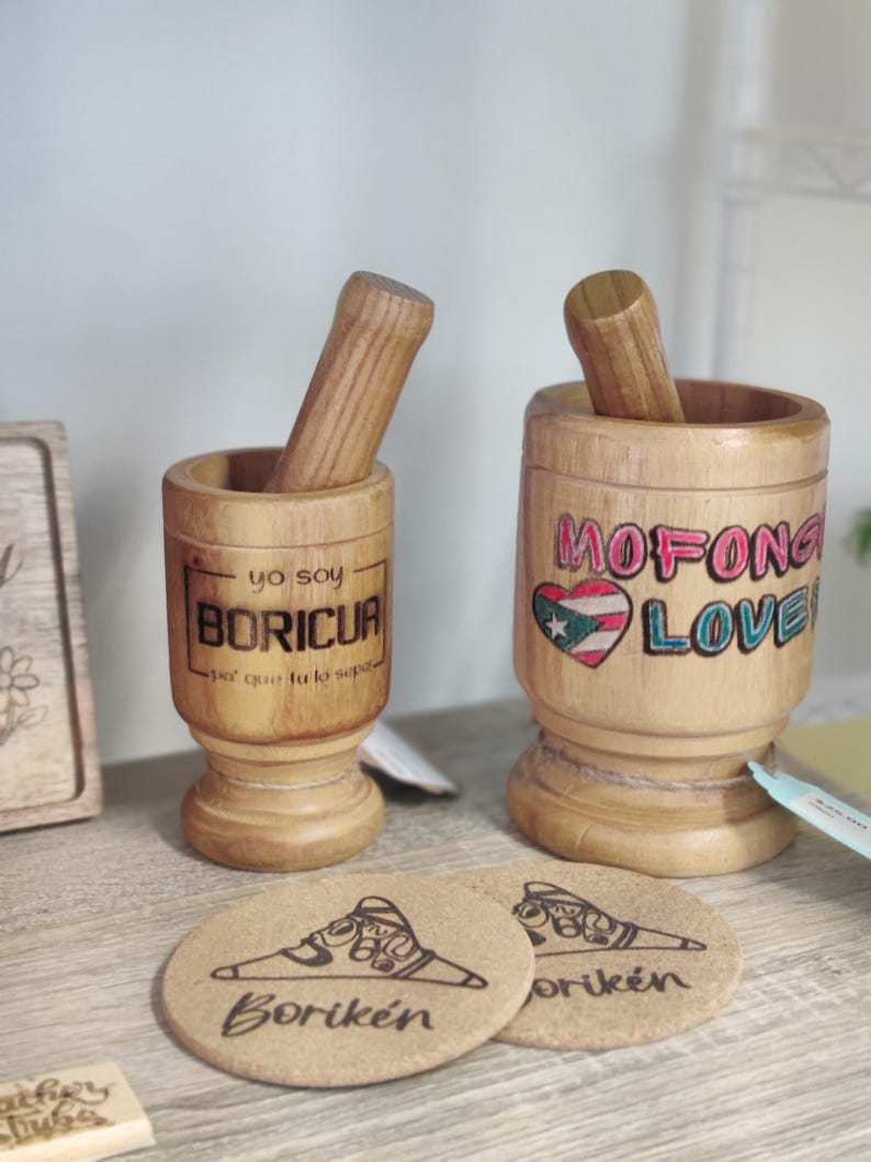 Pilon Personalizado (wood Mortar With Engraved Messages) Puerto Rico - Etsy