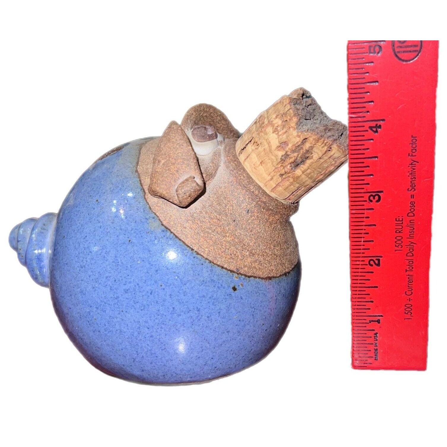 Vintage Mahon Signed Pottery Stoneware Piggy Bank Cork Nose Cobalt Blue ...