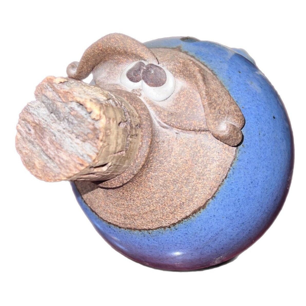 Vintage Mahon Signed Pottery Stoneware Piggy Bank Cork Nose Cobalt Blue ...