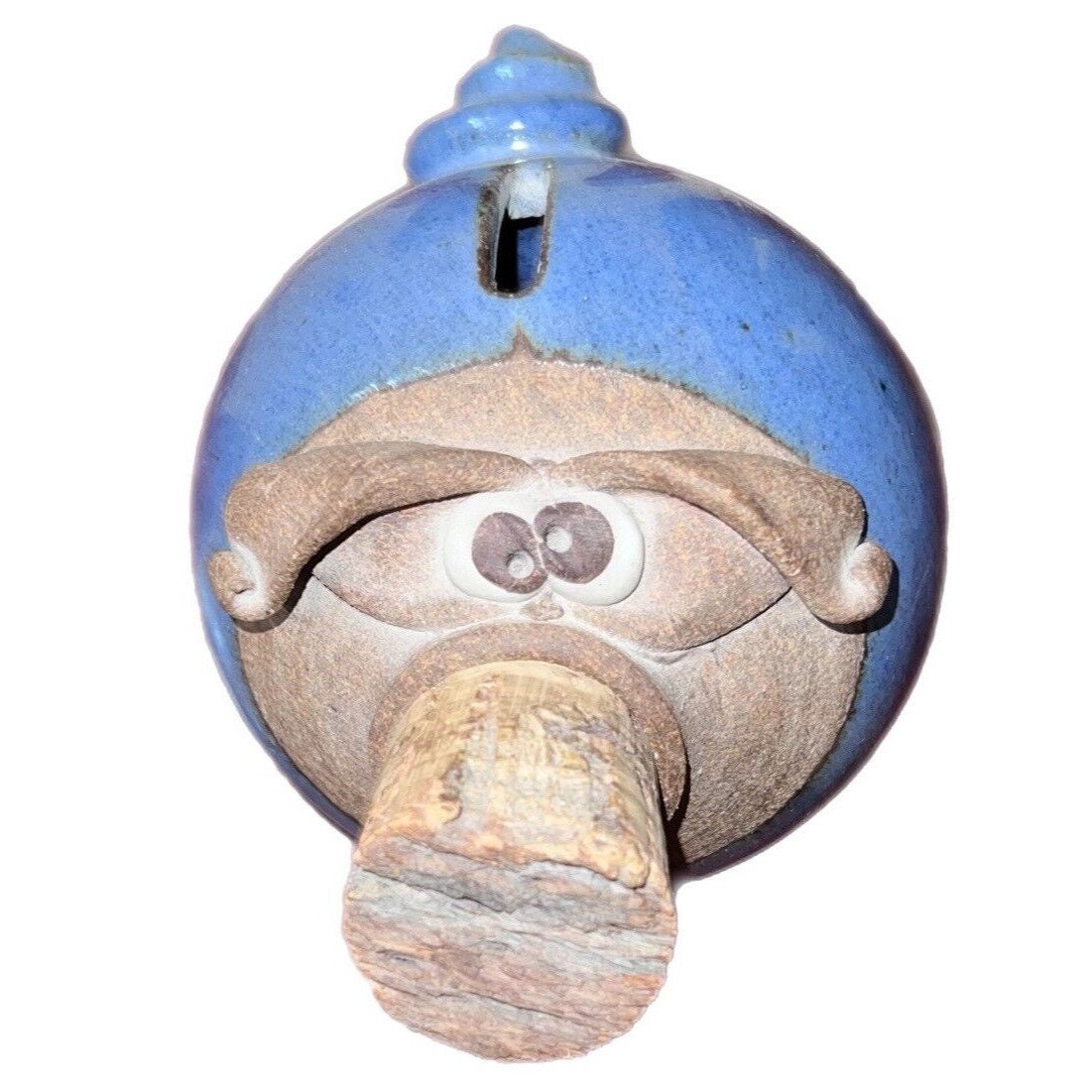 Vintage Mahon Signed Pottery Stoneware Piggy Bank Cork Nose Cobalt Blue ...