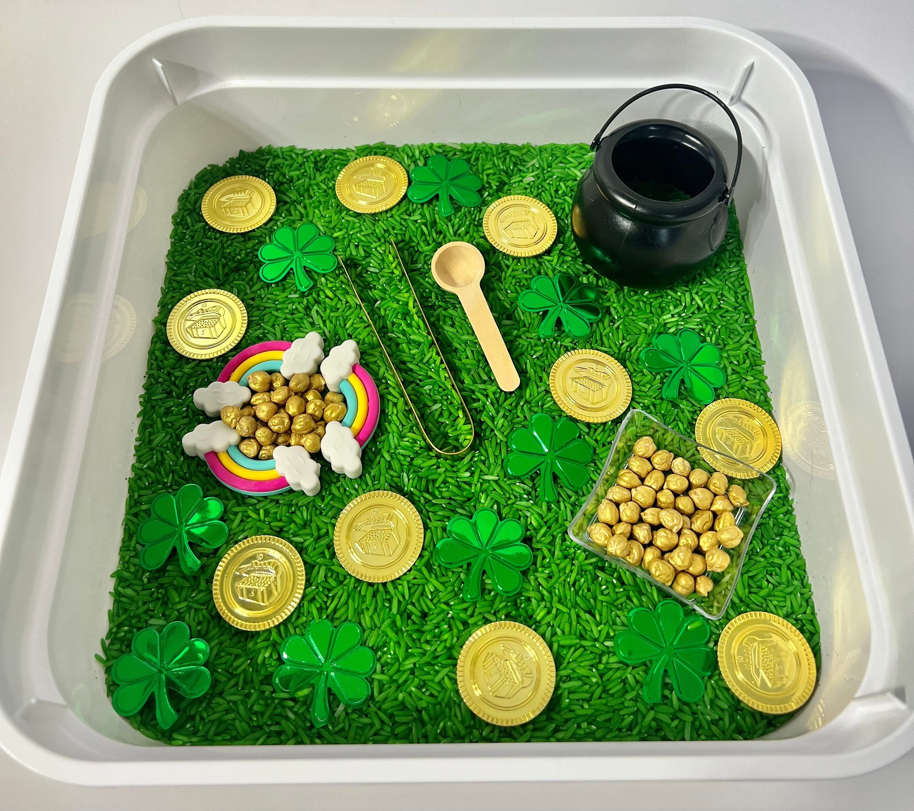 St. Patricks Day Sensory Kit, Green Rice Sensory Kit, Toddler Gift Idea ...