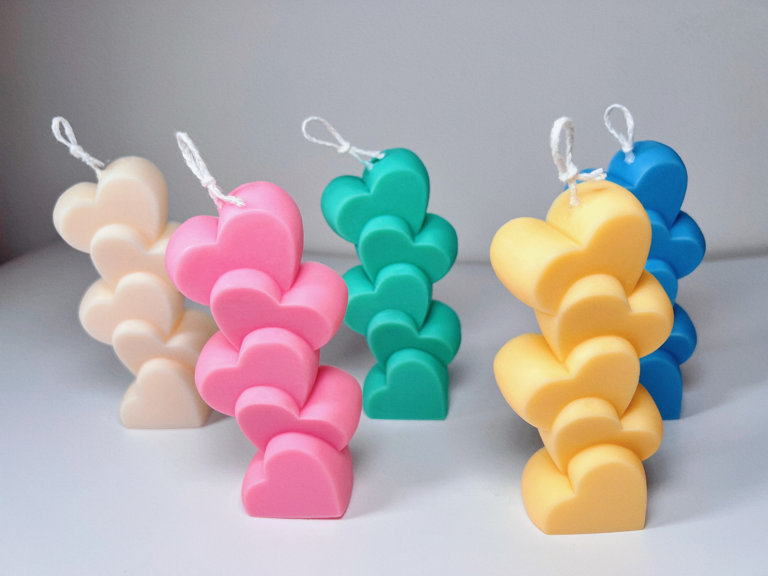 Heat Tower Candleheart Candlestacked Heart Candlepastel - Etsy