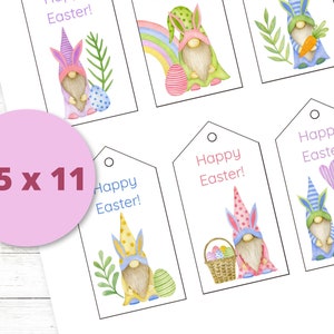 Happy Easter Bunny Gnome Printable Gift Tags - Etsy