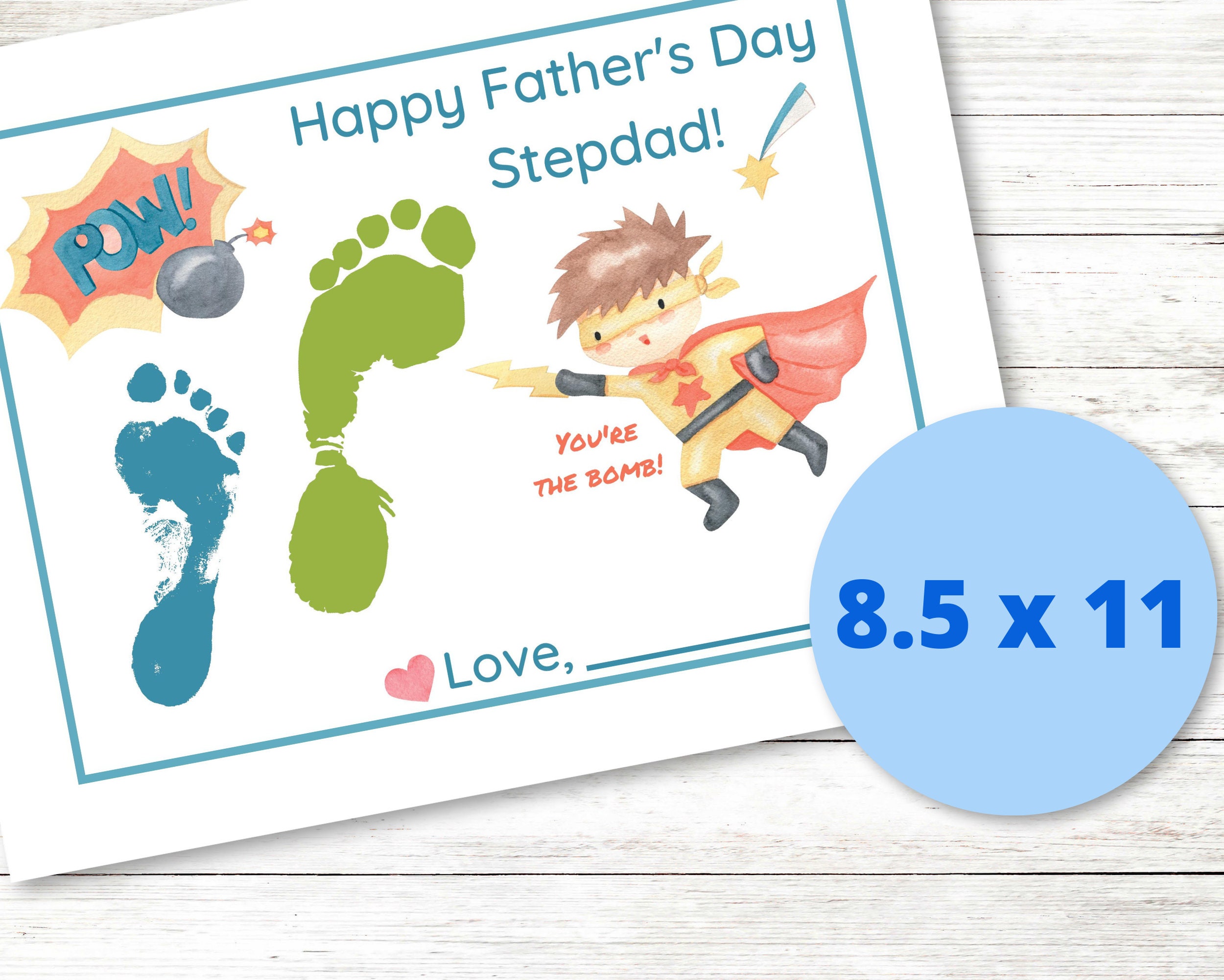 Happy Father's Day STEPDAD Printable Handprint - Etsy