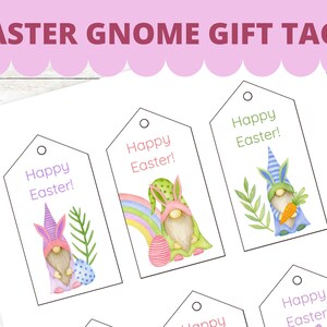 Happy Easter Bunny Gnome Printable Gift Tags - Etsy