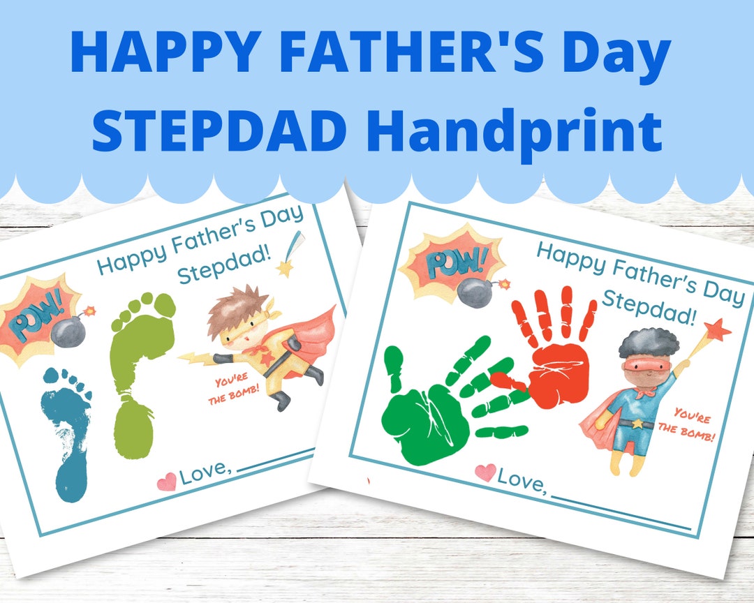 Happy Father's Day STEPDAD Printable Handprint - Etsy