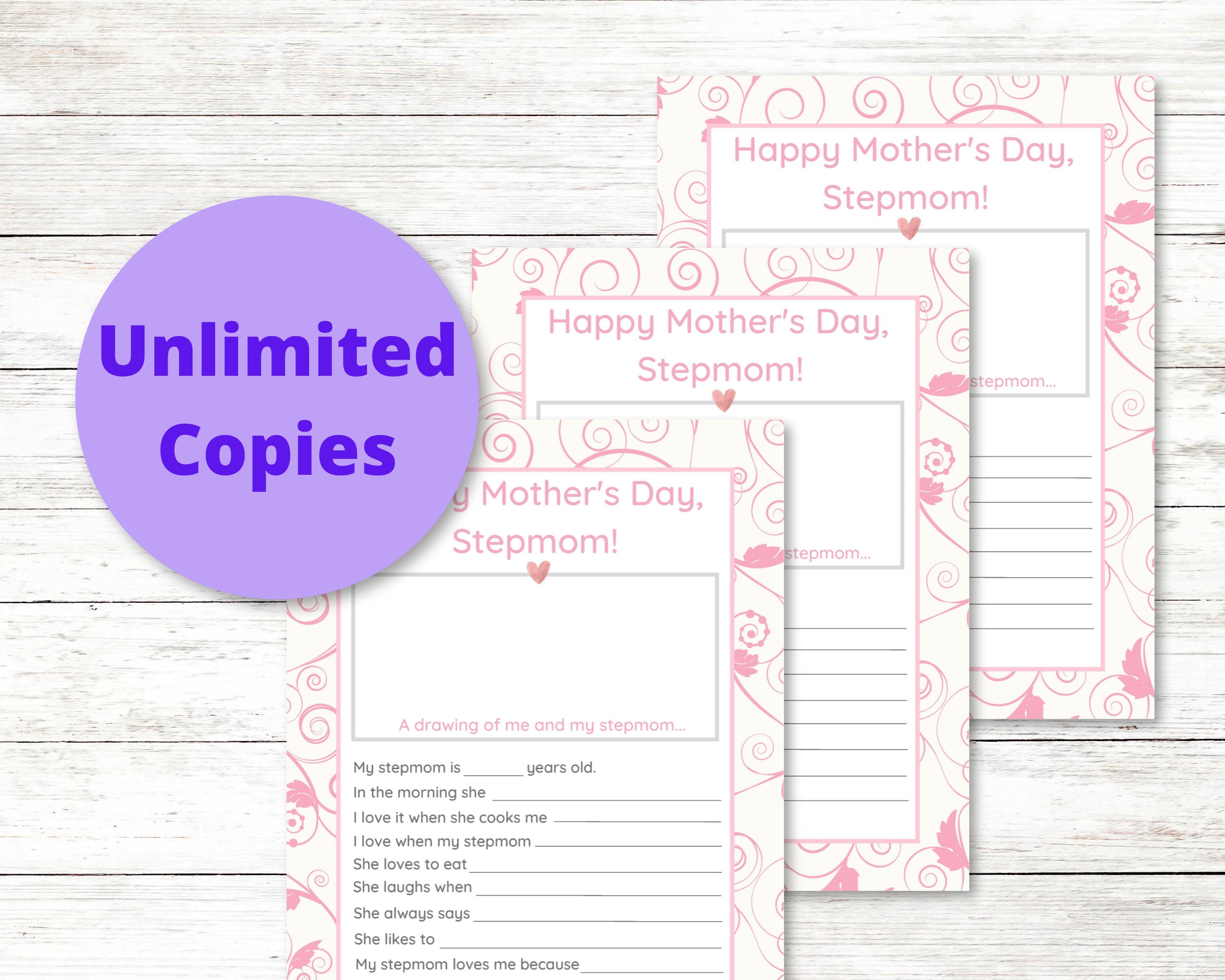 Stepmom Mother's Day Printable Questionnaire - Etsy