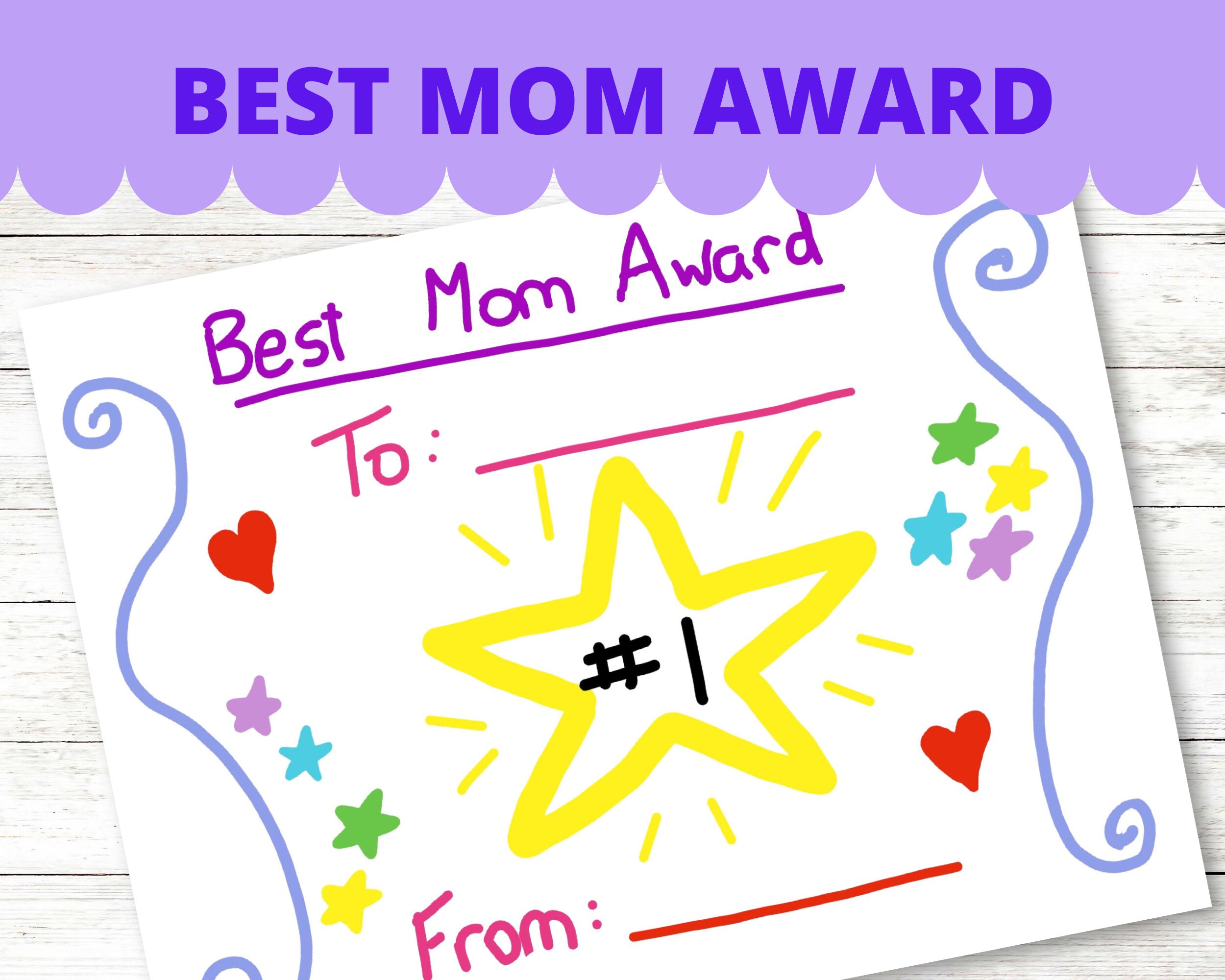 Mother's Day Best Mom Printable Award Certificate - Etsy