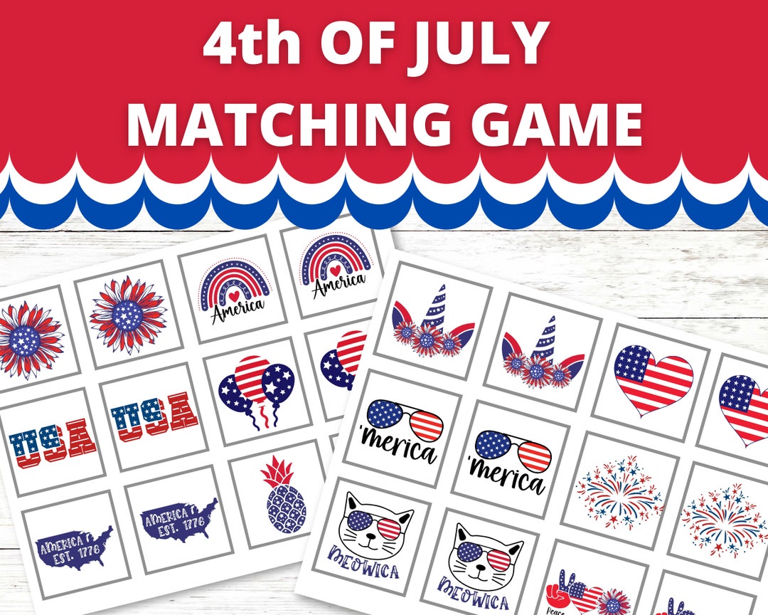 4th of July Printable Matching Game - Etsy