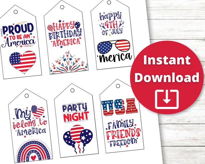 Happy Fourth of July Printable Gift Tags - Etsy