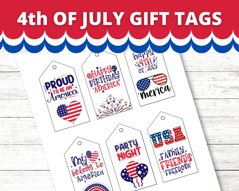 Happy Fourth of July Printable Gift Tags - Etsy