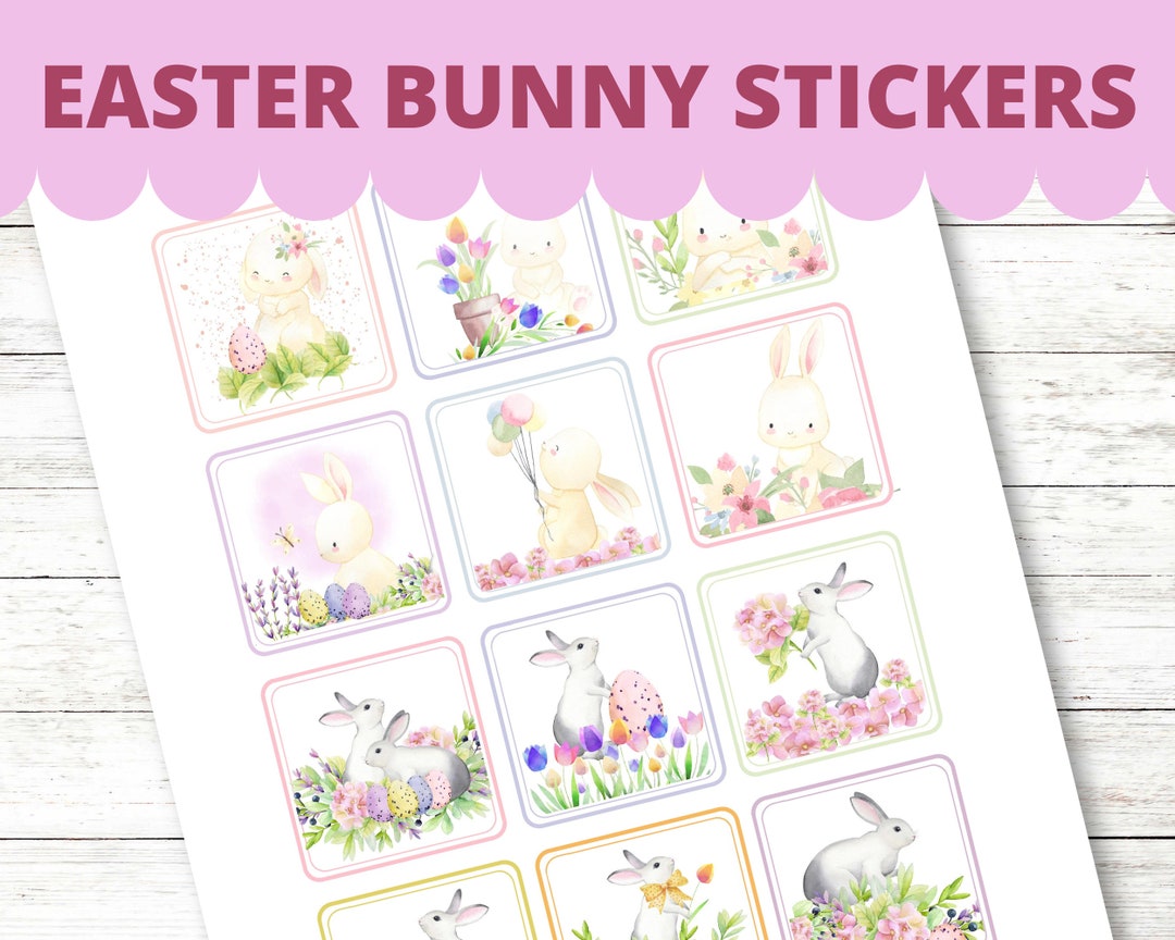 Easter Bunny Printable Sticker Page - Etsy