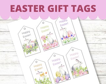 Happy Easter Bunny Gnome Printable Gift Tags | Etsy