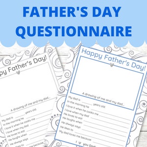 Father's Day Printable Questionnaire Survey From Child | Etsy