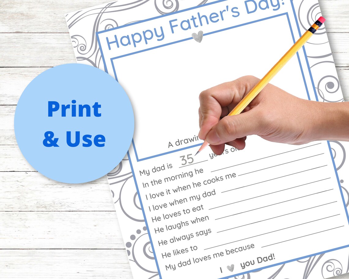 Father's Day Printable Questionnaire Survey From Child | Etsy