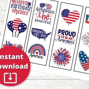 Happy 4th of July Printable Bookmarks - Etsy