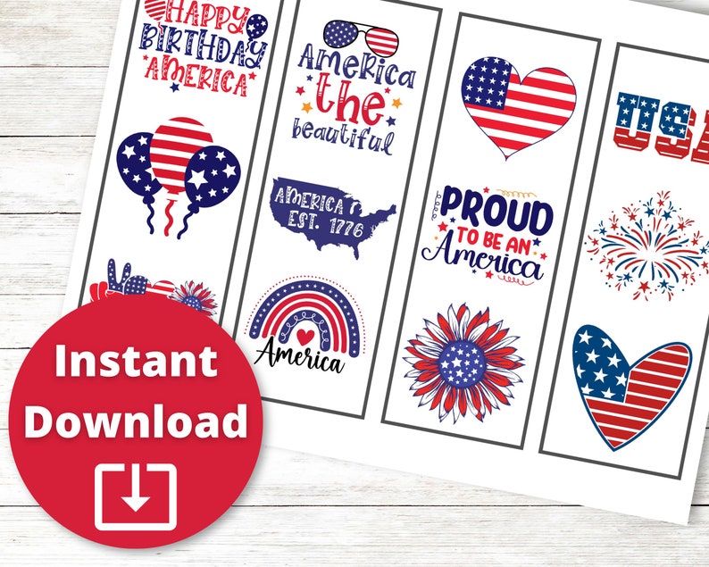 Happy 4th of July Printable Bookmarks - Etsy