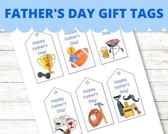 Fun Father's Day Printable Gift Tags, Modern Father's Day Printable ...