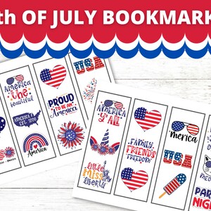 Happy 4th of July Printable Bookmarks - Etsy