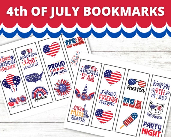 Happy 4th of July Printable Bookmarks - Etsy