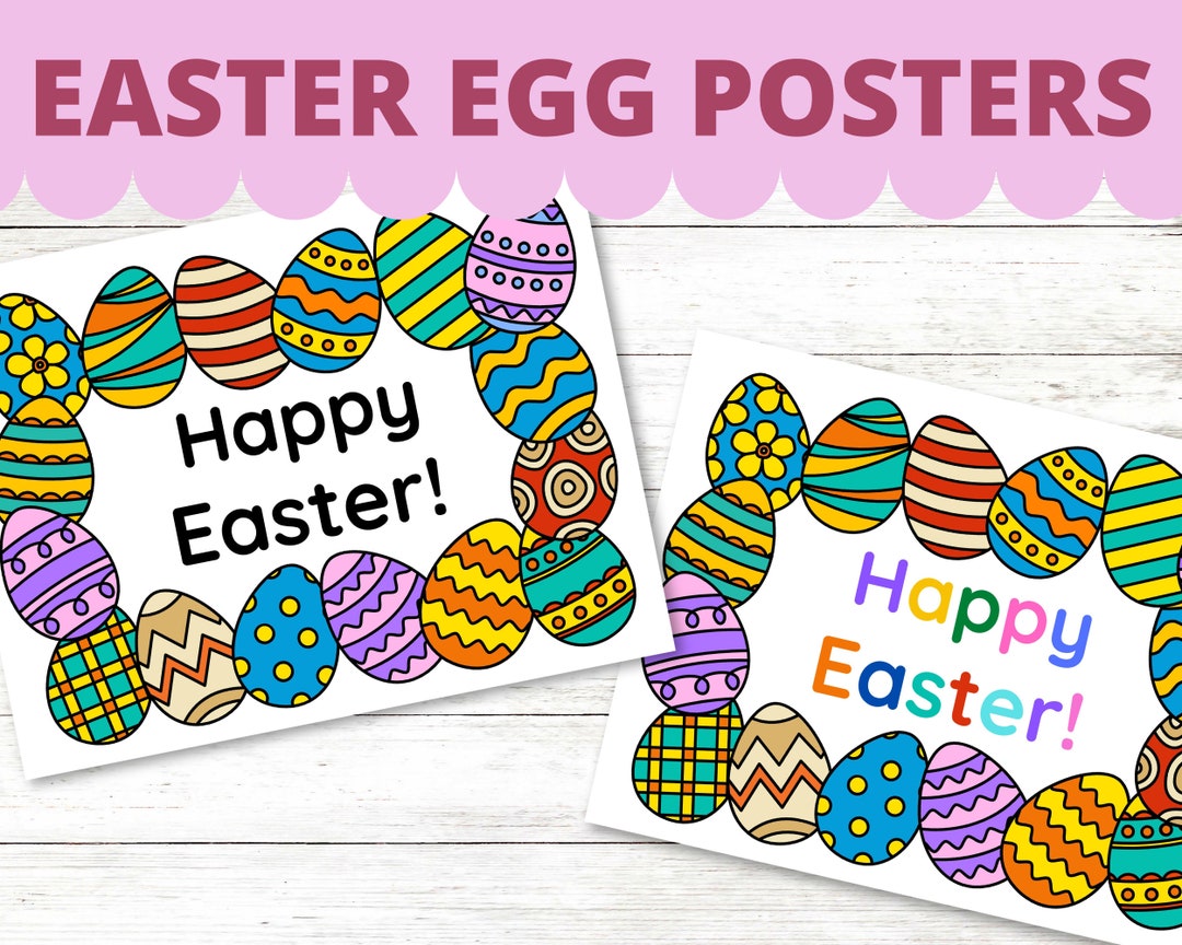 Happy Easter Egg Printable Poster Decor - Etsy