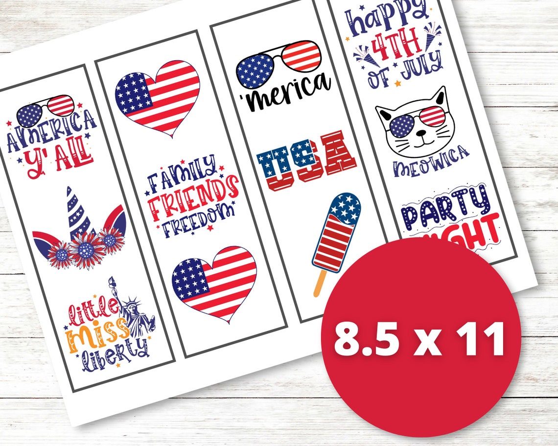Happy 4th of July Printable Bookmarks - Etsy