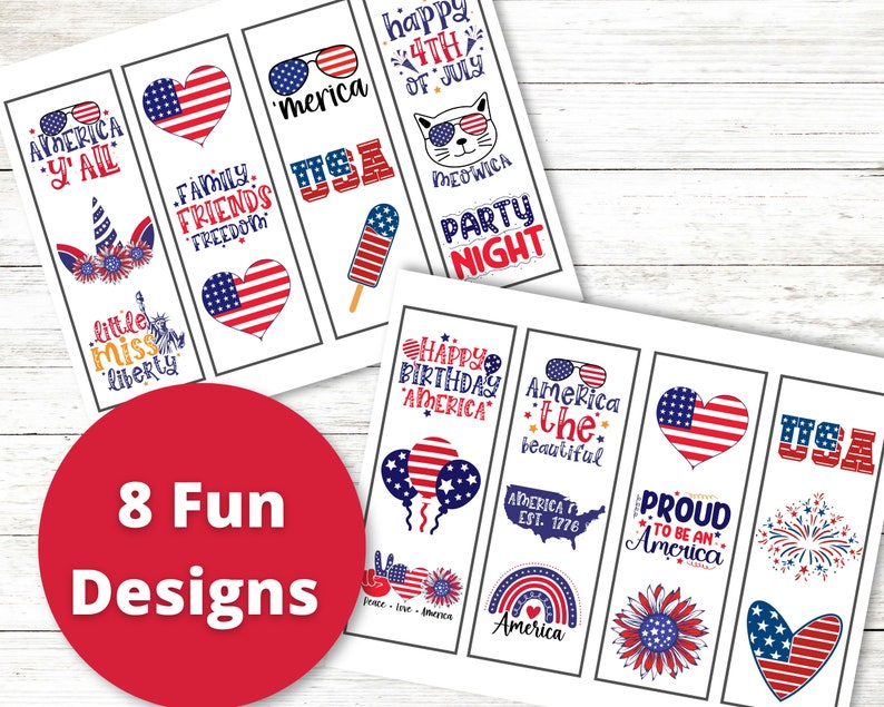 Happy 4th of July Printable Bookmarks - Etsy