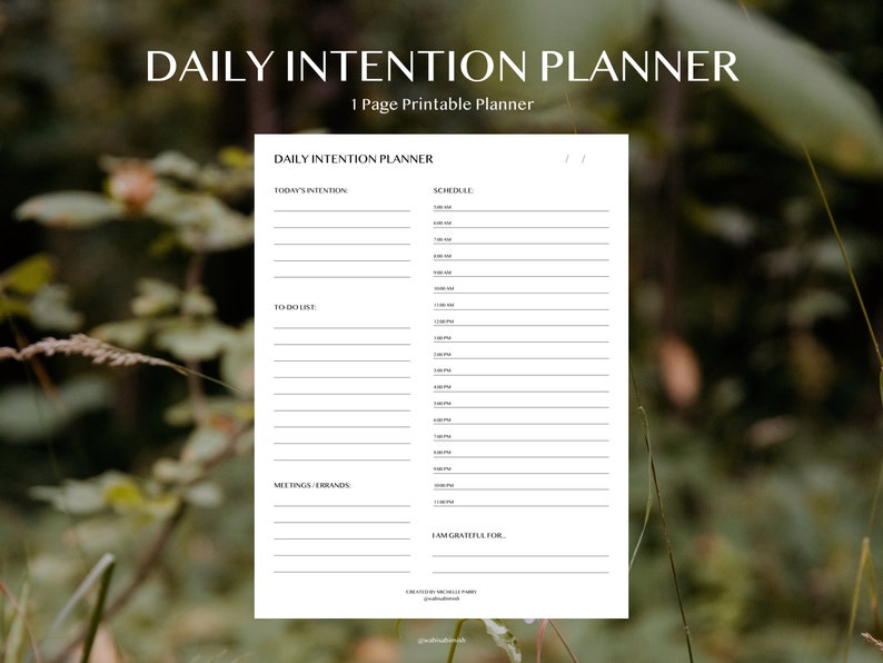 Daily Intention Planner Printable, Hourly Planner, To-do List, Work ...