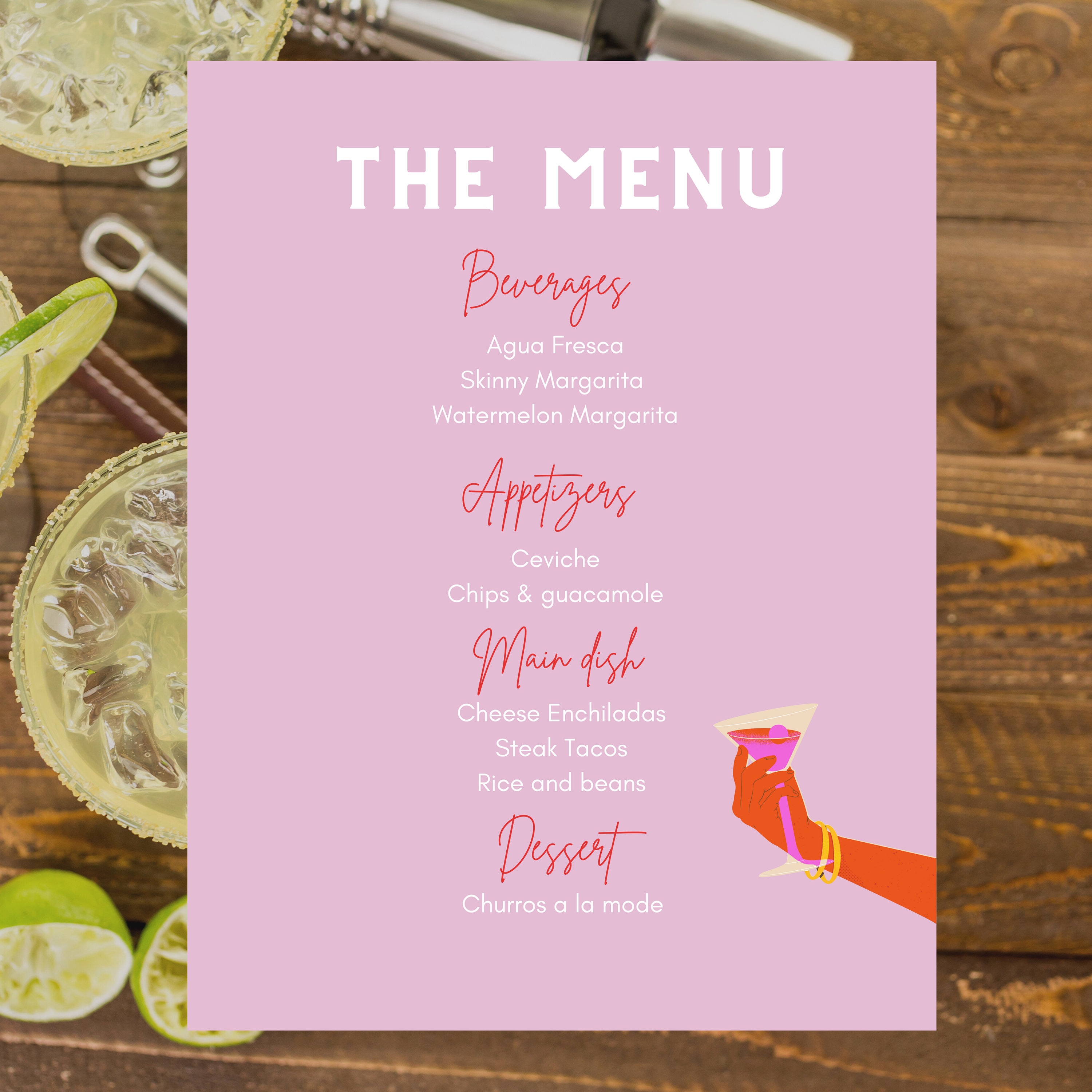 Bailey's Bachelorette 5x7 Menu Digital & Print Template - Etsy
