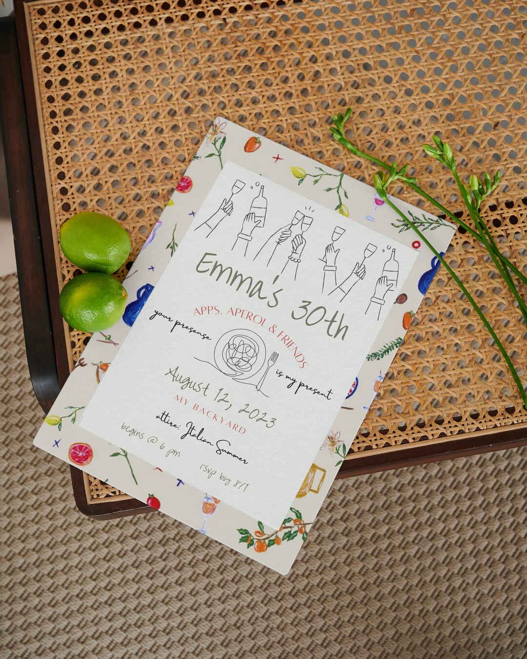 Italian Summer Dinner Party I Invitation & Menu Set I Birthday, Bridal ...