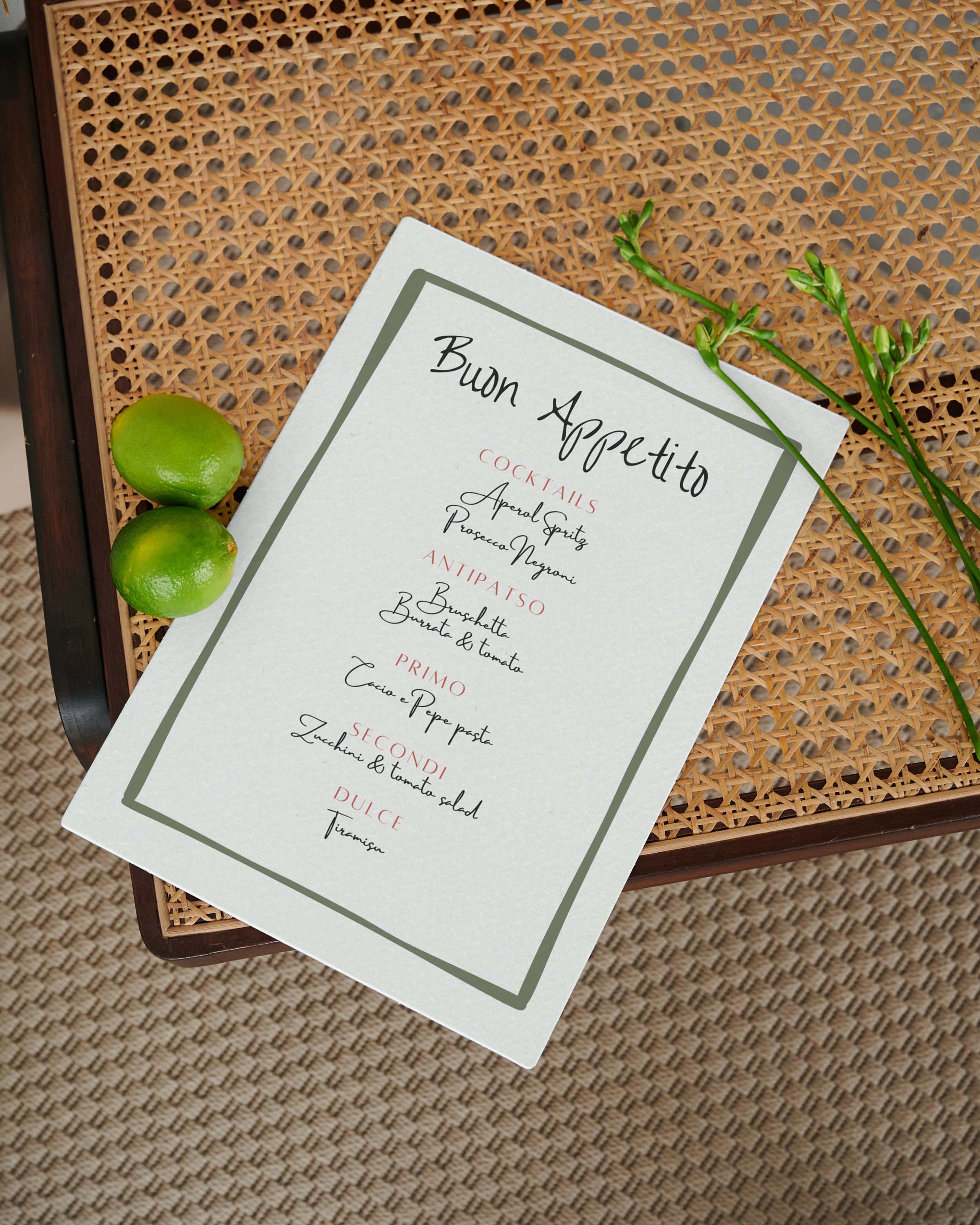 Italian Summer Dinner Party I Invitation & Menu Set I Birthday, Bridal ...