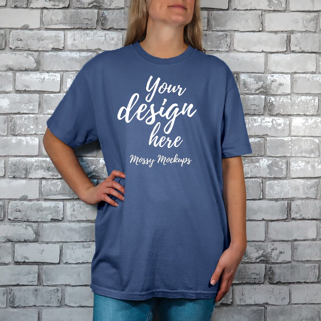 China Blue Comfort Colors C1717 Mockup, Oversized Comfort Colors 1717 ...