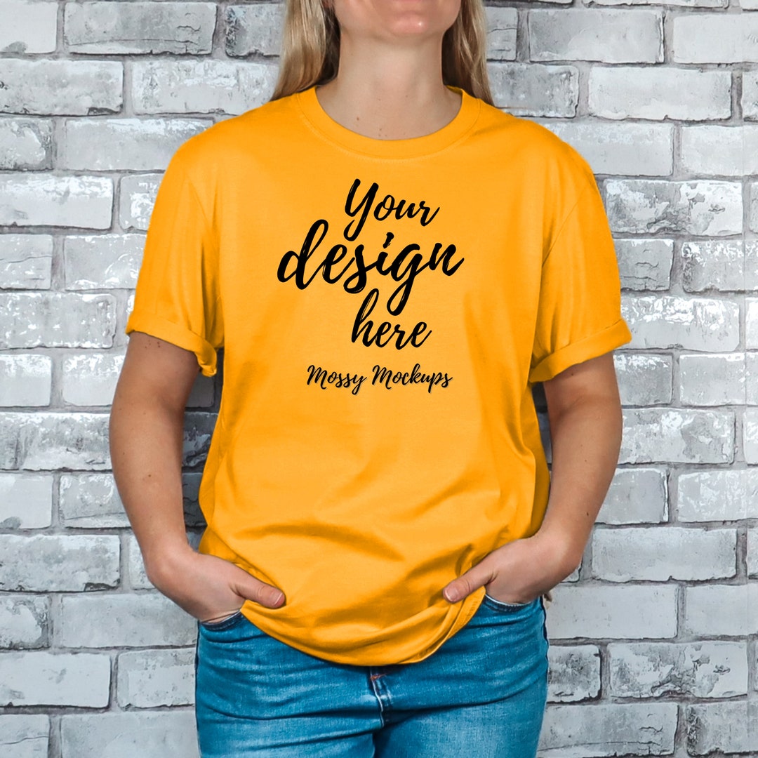 Gold Gildan 64000 Mockup Gildan Gold Shirt Mockup Gold - Etsy