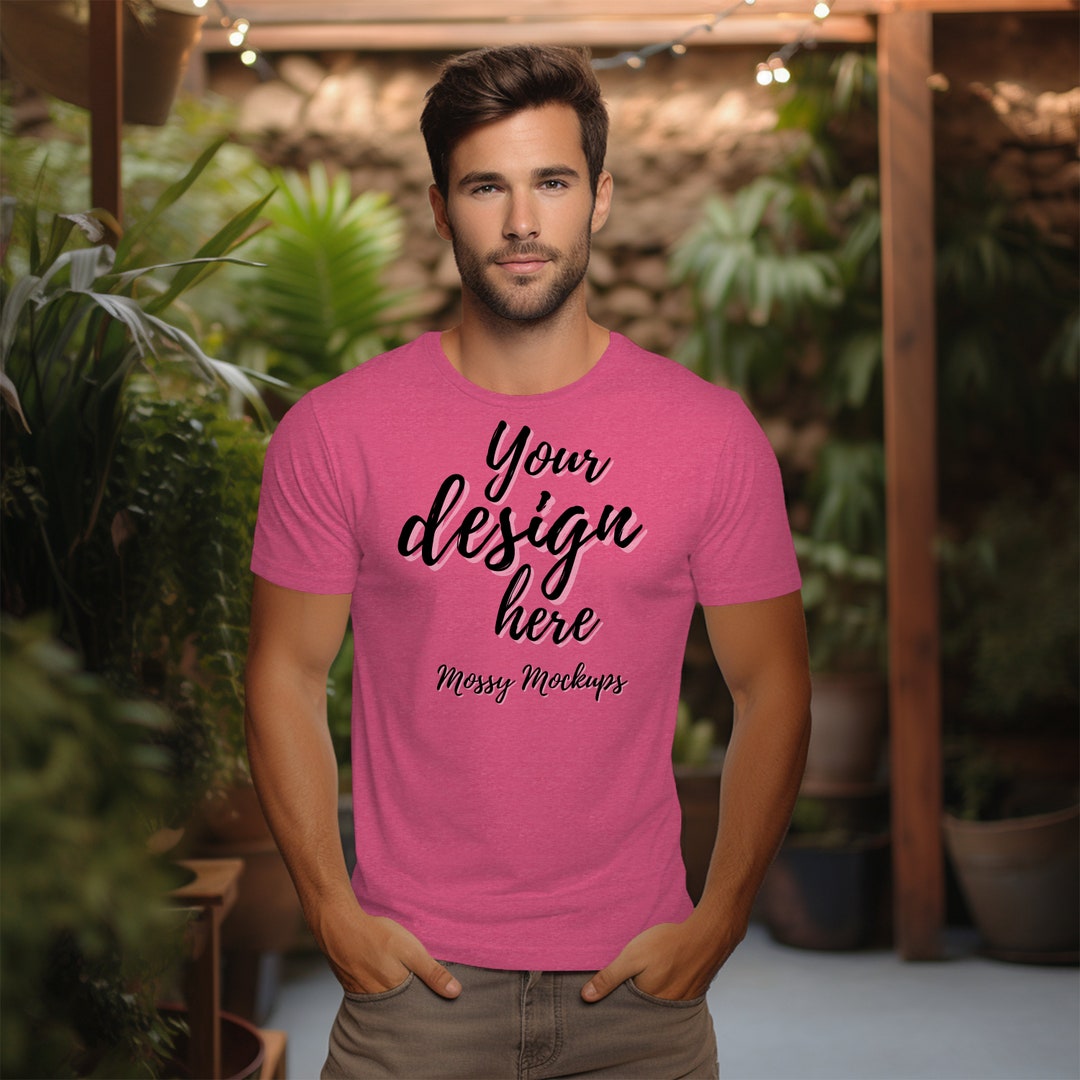 Heather Heliconia Gildan 64000 Mockup, Gildan Heather Heliconia Shirt ...