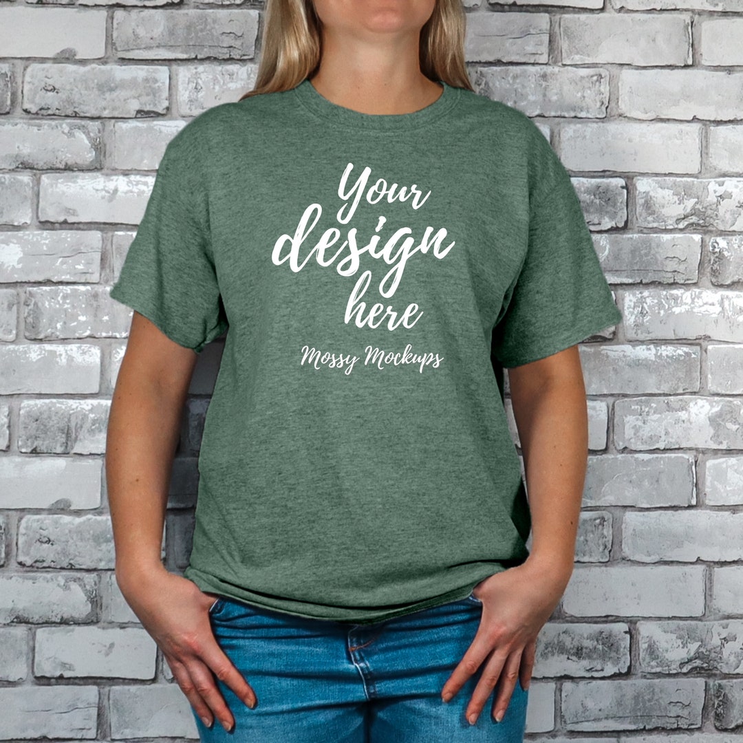 Heather Forest Green Gildan 64000 Mockup Gildan Heather Forest Green