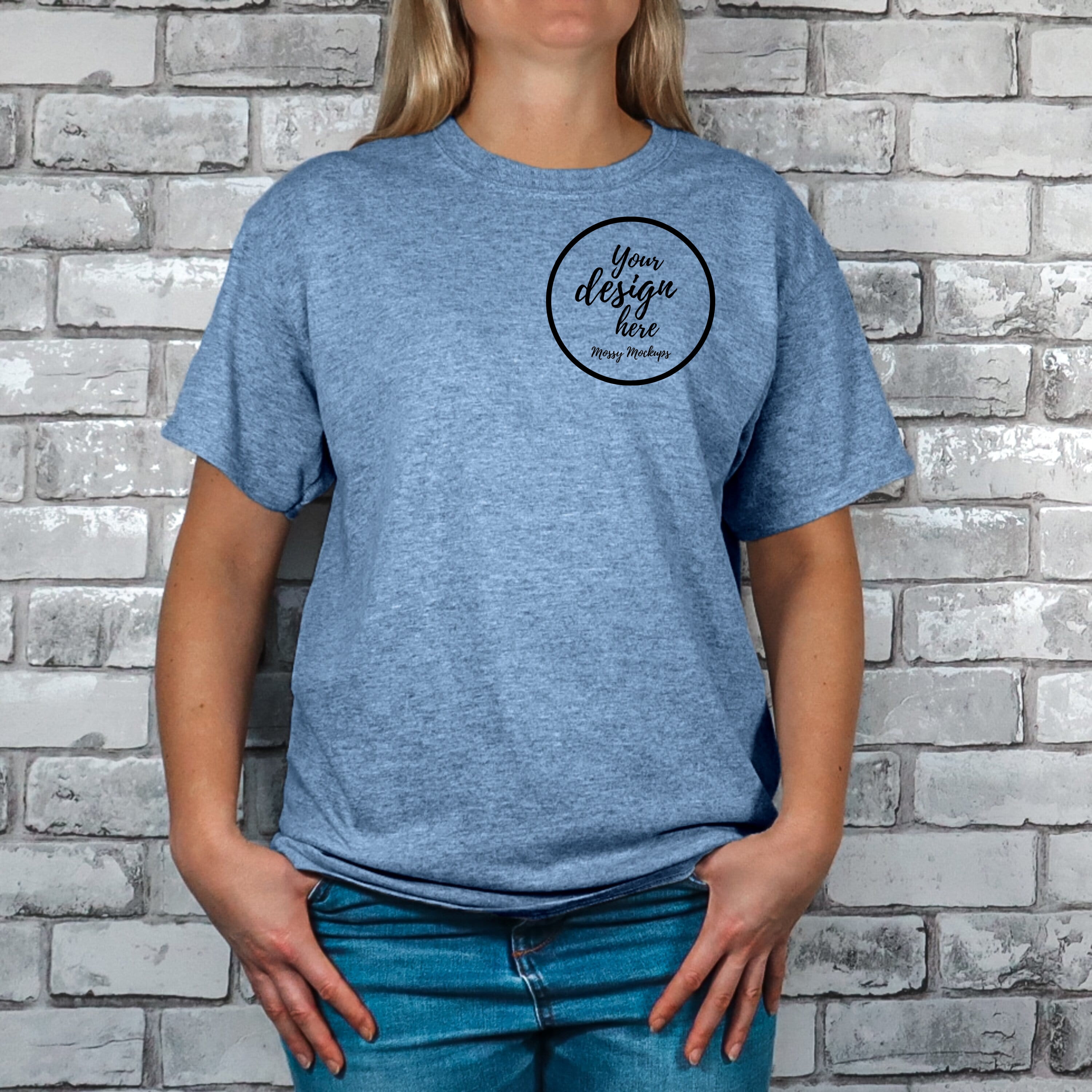 Heather Indigo Gildan 64000 Mockup Gildan Heather Indigo - Etsy