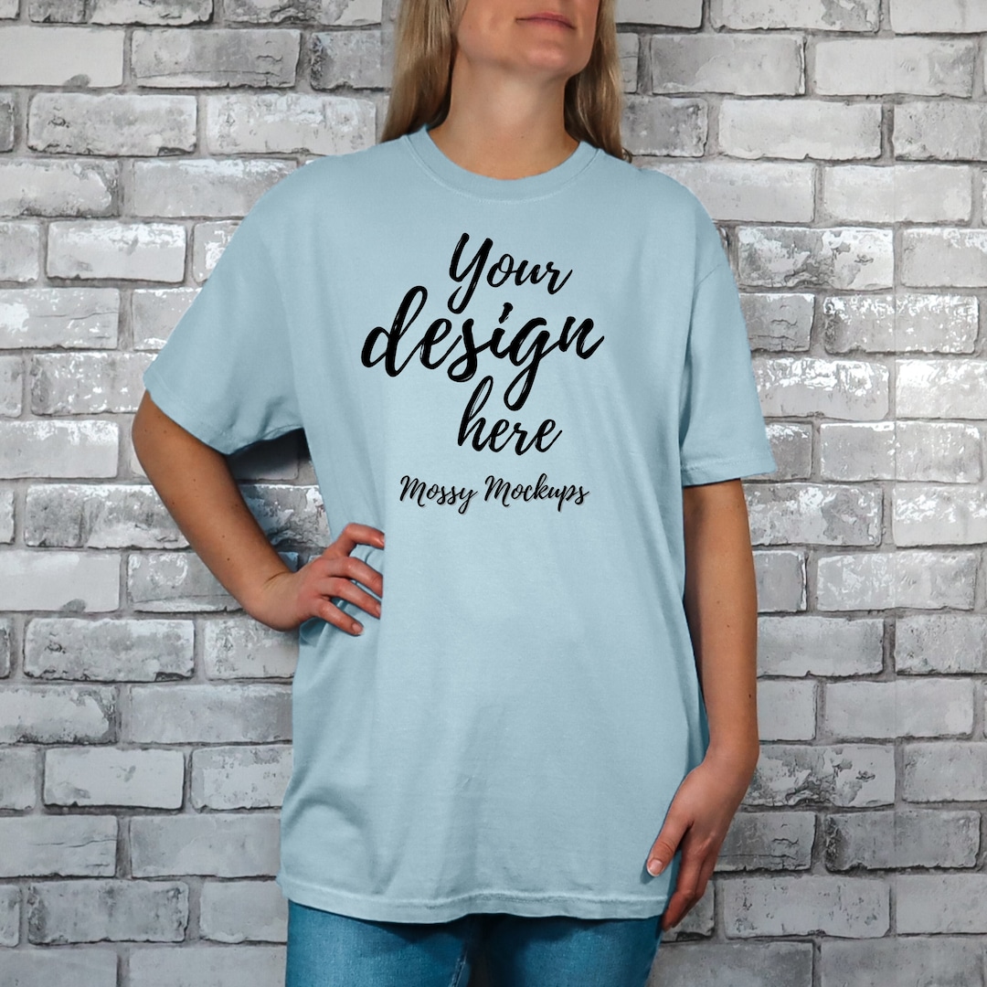 Chambray Comfort Colors C1717 Mockup, Oversized Comfort Colors 1717 ...