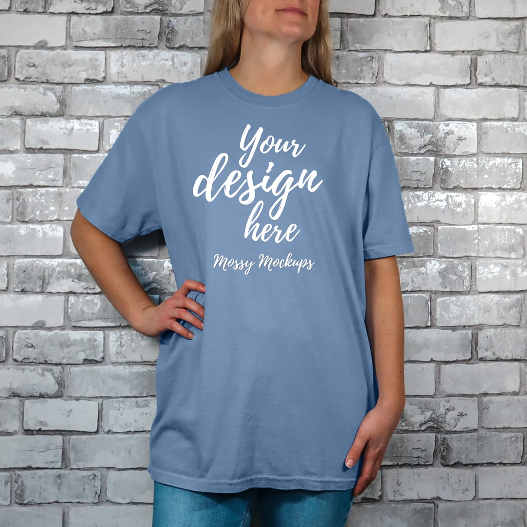 Blue Jean Comfort Colors C1717 Mockup, Oversized Comfort Colors 1717 ...