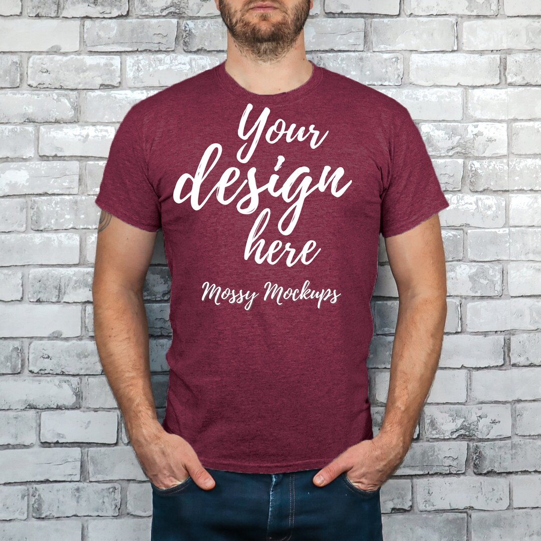 Heather Maroon Gildan 64000 Mockup Gildan Heather Maroon - Etsy